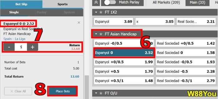 Asian handicap 0 meaning explained with W88 sports bet guide
