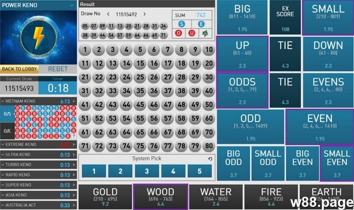 Play Power Keno Online Free at W88 Malaysia: Beginner's Guide